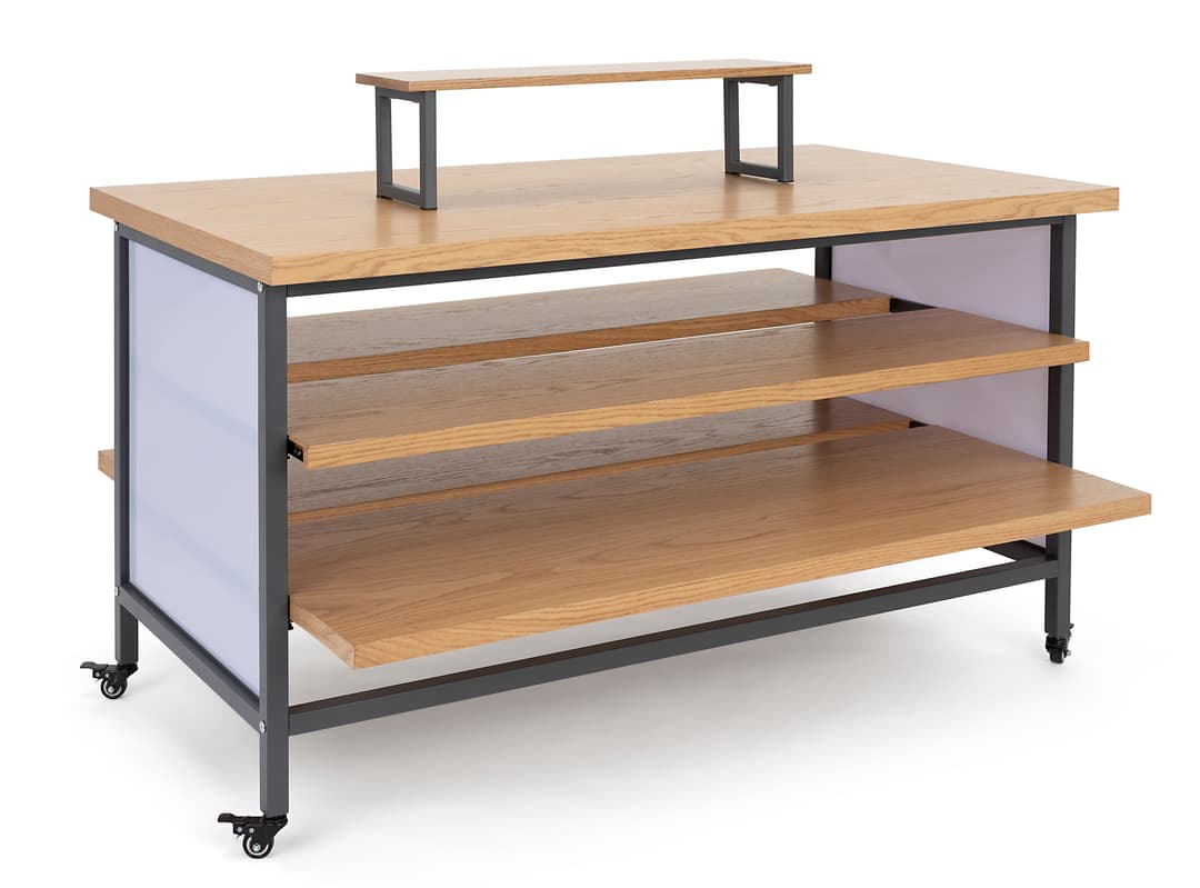 Tiered Display Table with Wheels | Removable Top Riser | Displays2Go