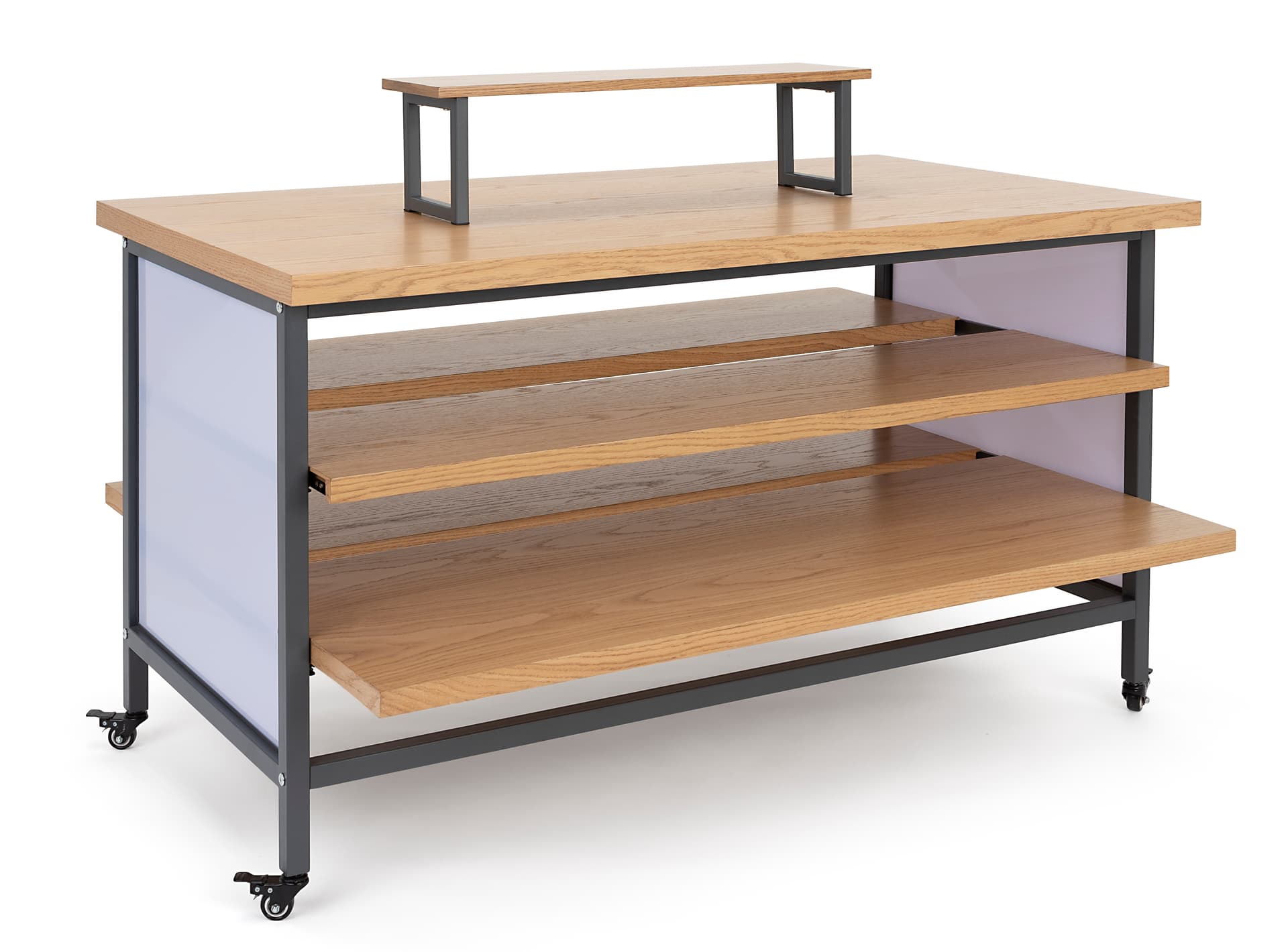 Tiered Display Table with Wheels | Removable Top Riser | Displays2Go