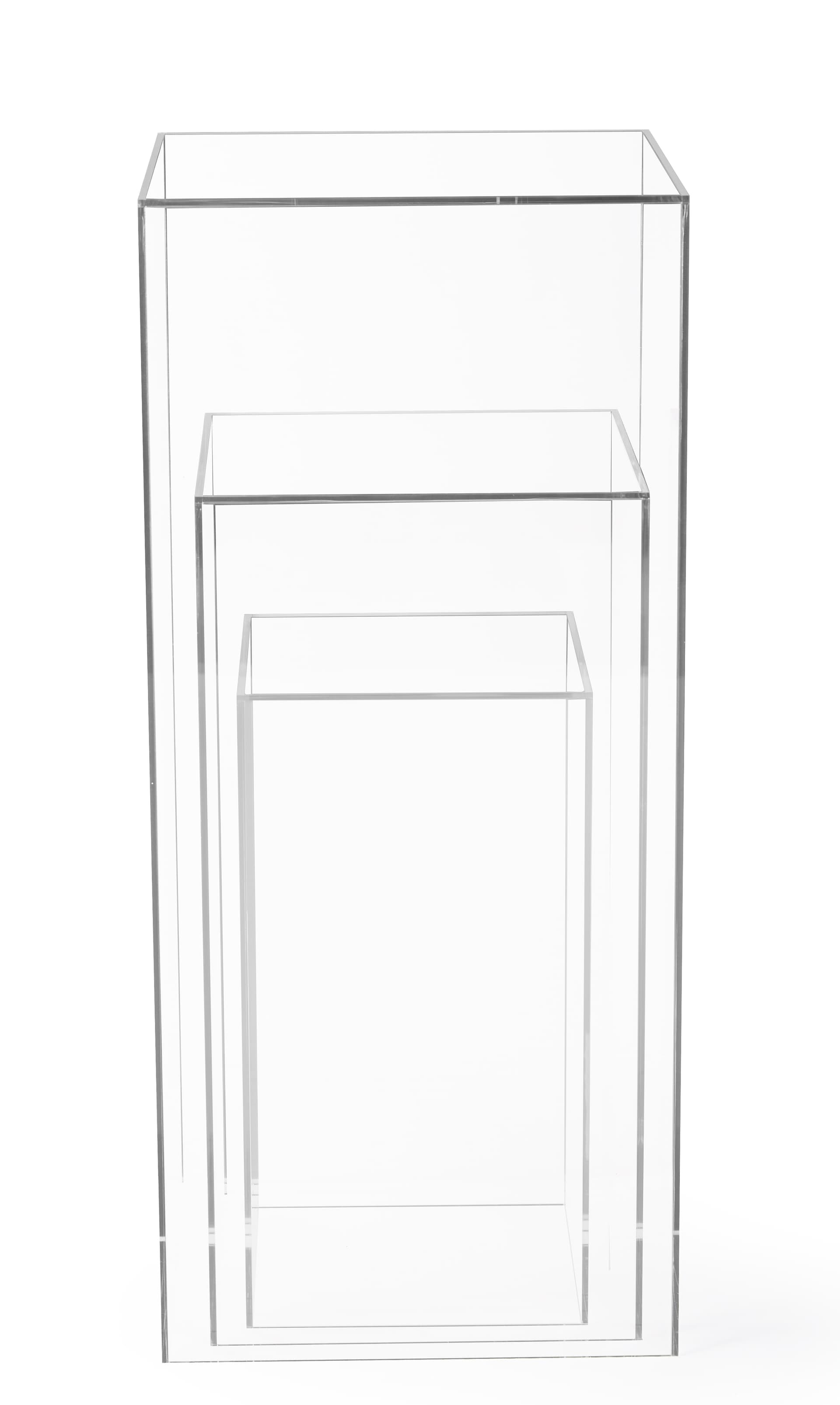Clear Nested Display Pedestal Set | Three Sizes Included | Displays2Go