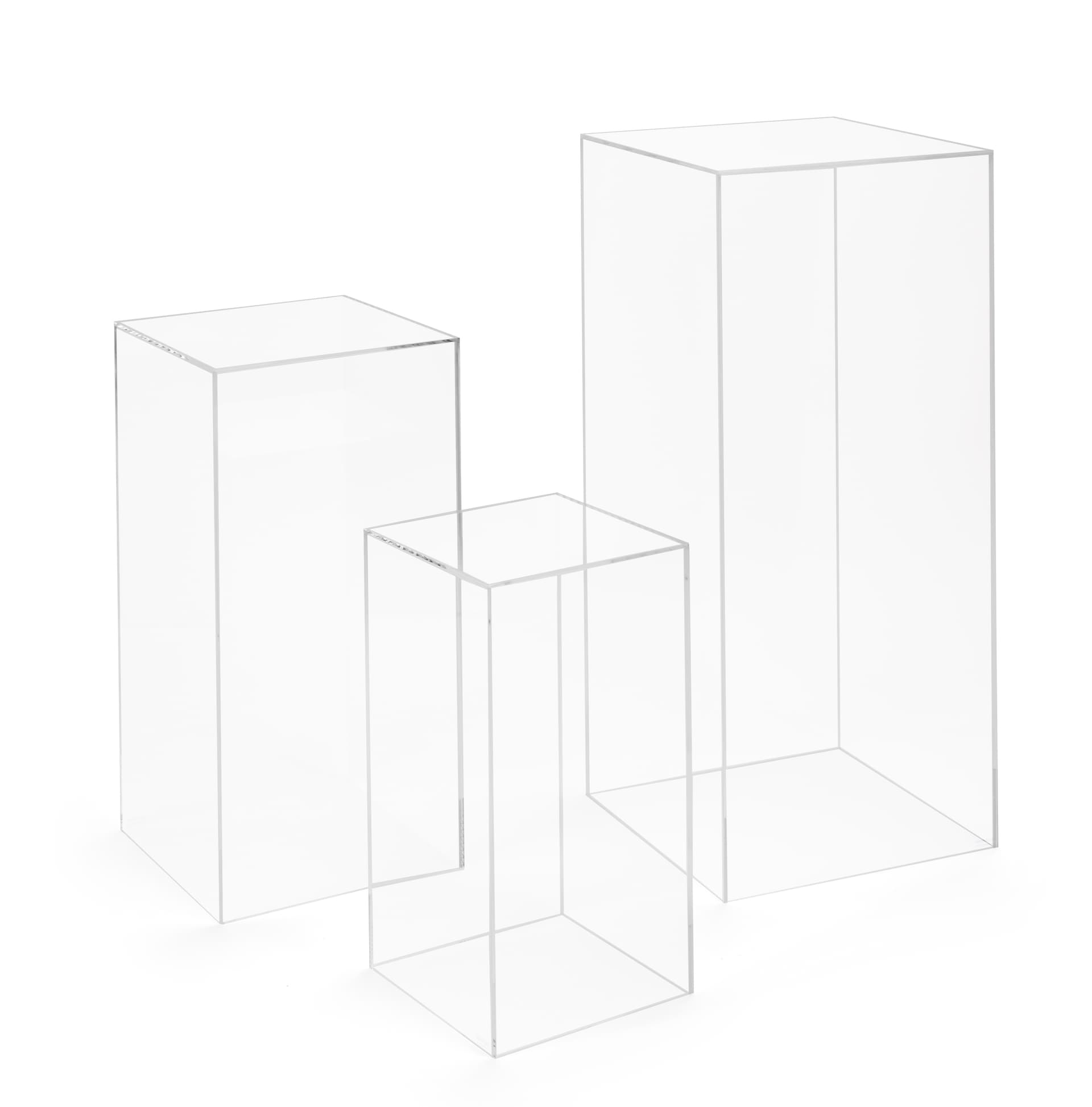 Clear Nested Display Pedestal Set | Three Sizes Included | Displays2Go
