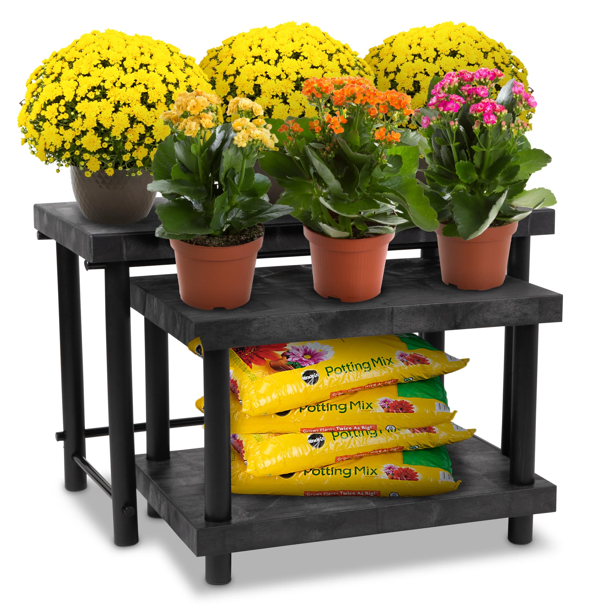 Plastic Garden Center Tables | Set of 2 Nesting Tables with Shelf ...