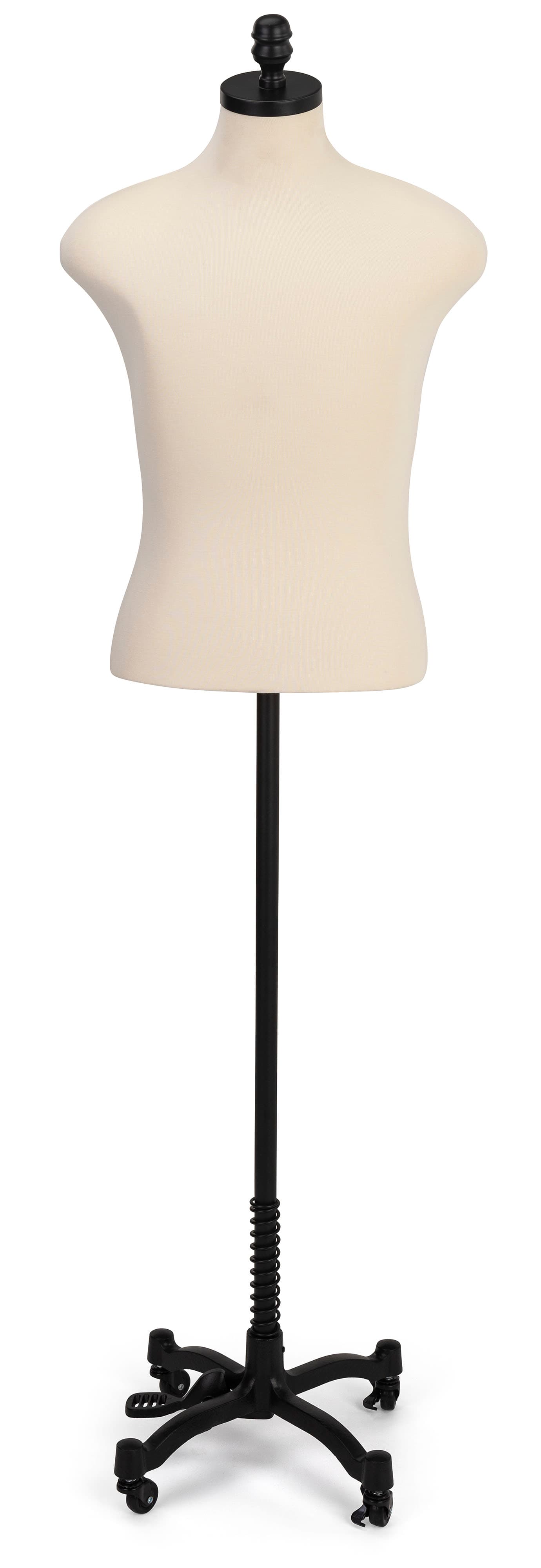 Male Sewing Bust with Wheels | Height-Adjustable Base | Displays2Go