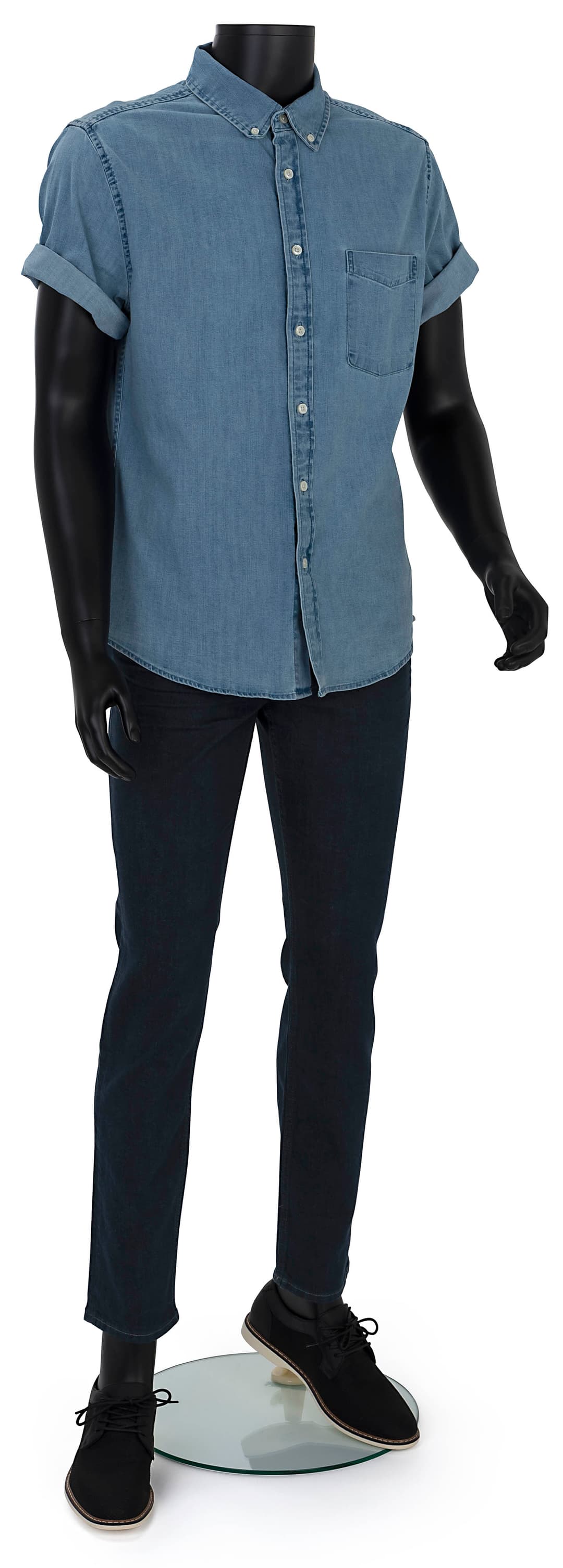 Headless Male Fashion Dummy | Tempered Glass Base | Displays2Go
