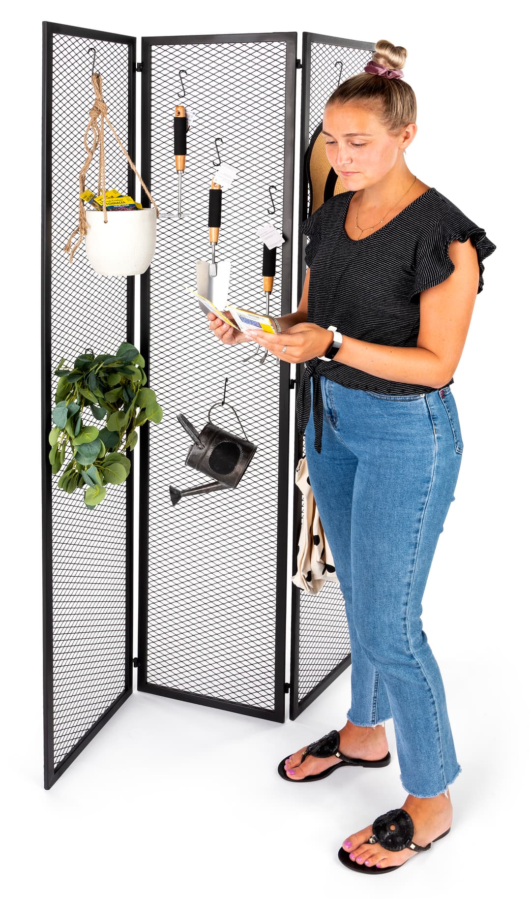 Hinged Mesh Retail Display Screen | Black Powder Coated Iron | Displays2Go