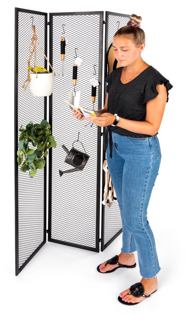 Hinged Mesh Retail Display Screen | Black Powder Coated Iron | Displays2Go