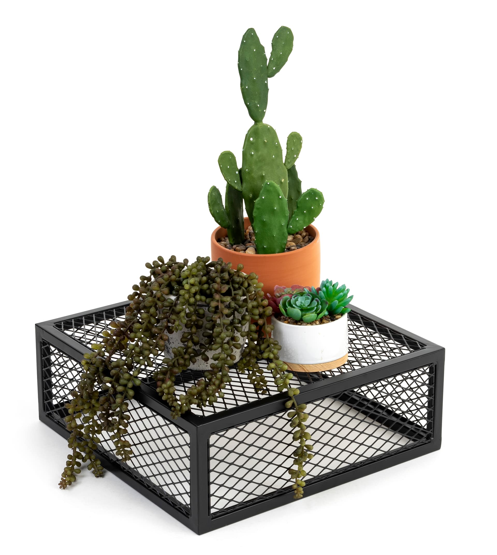 Iron Mesh Cube Storage Riser | Black Powder Coated Iron | Displays2Go