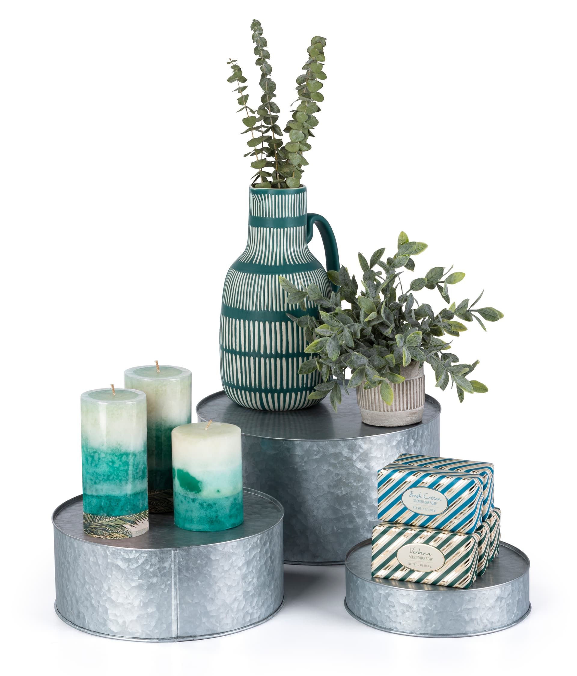 Round Galvanized Risers | Set of Three Sizes | Displays2Go