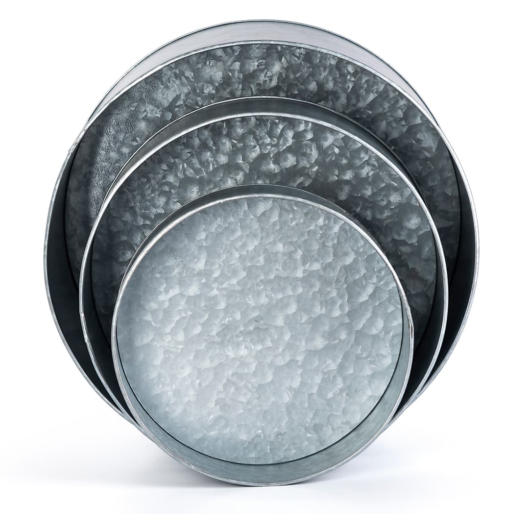 Round Galvanized Risers | Set of Three Sizes | Displays2Go
