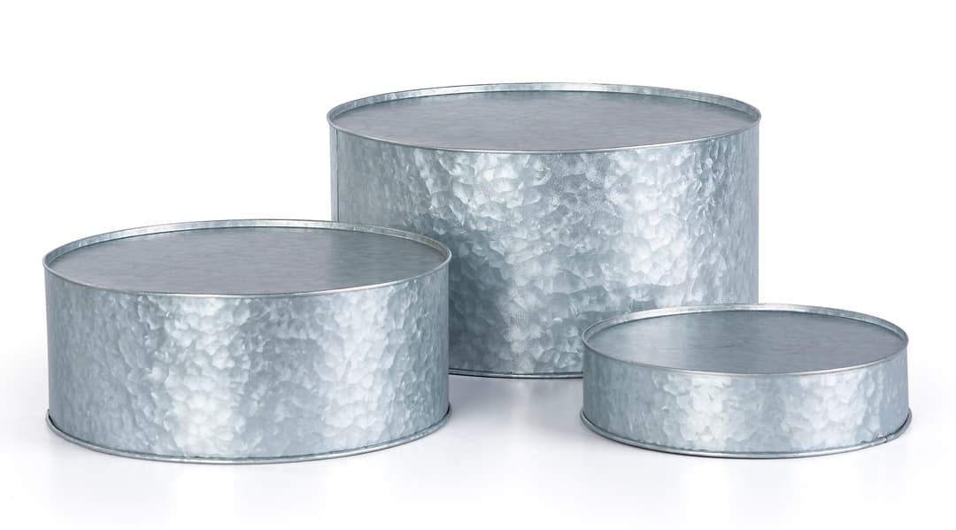 Round Galvanized Risers | Set of Three Sizes | Displays2Go