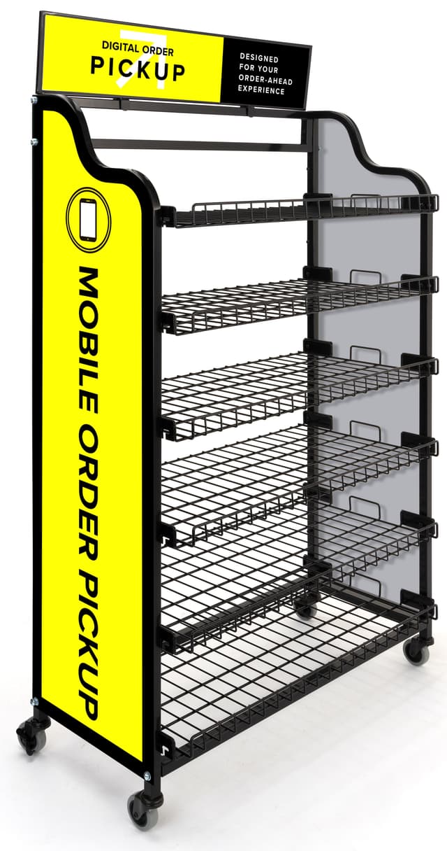 Mobile Order Pickup Stand | Six Tilting Shelves | Displays2Go