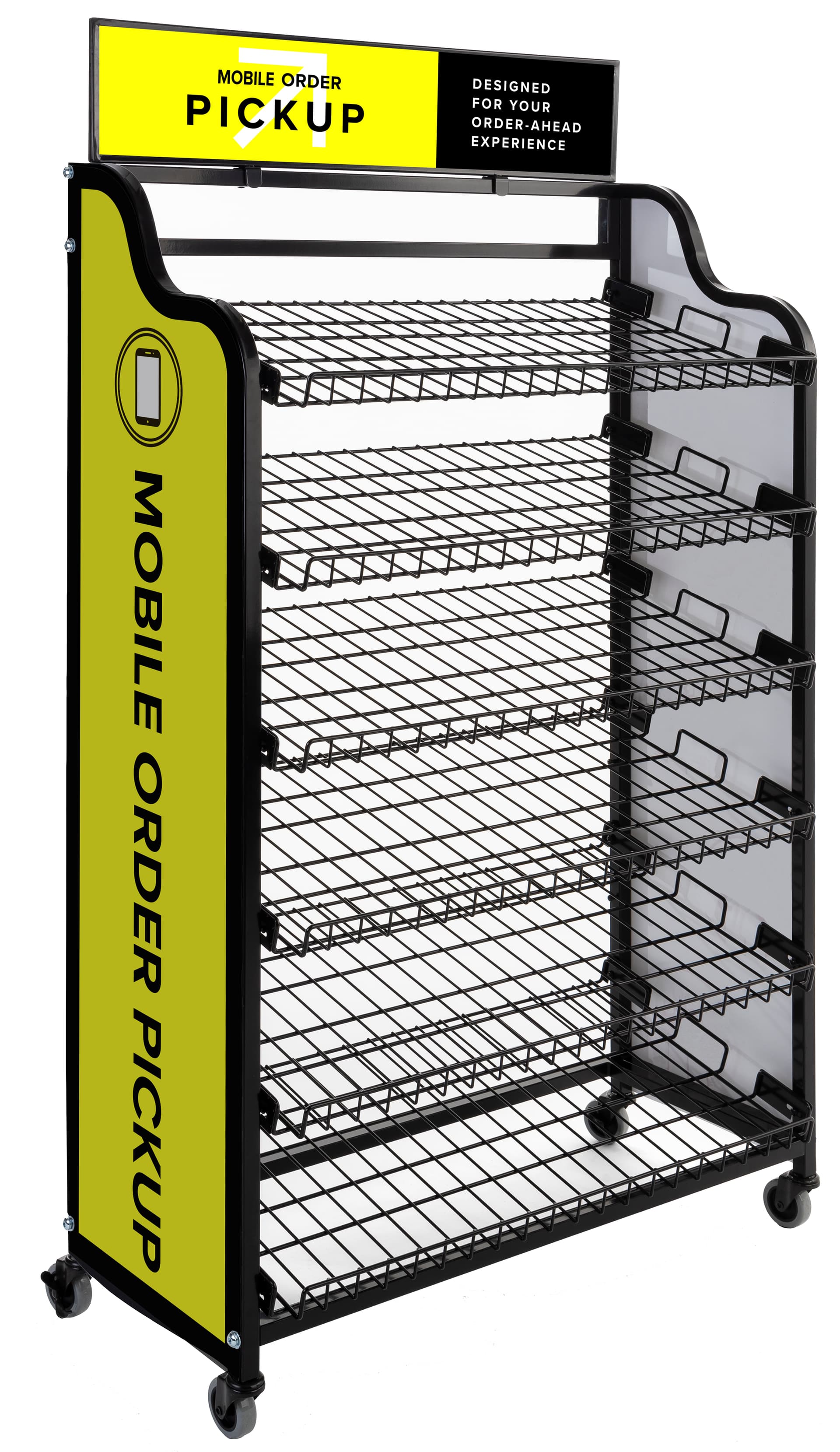 Mobile Order Pickup Stand | Six Tilting Shelves | Displays2Go