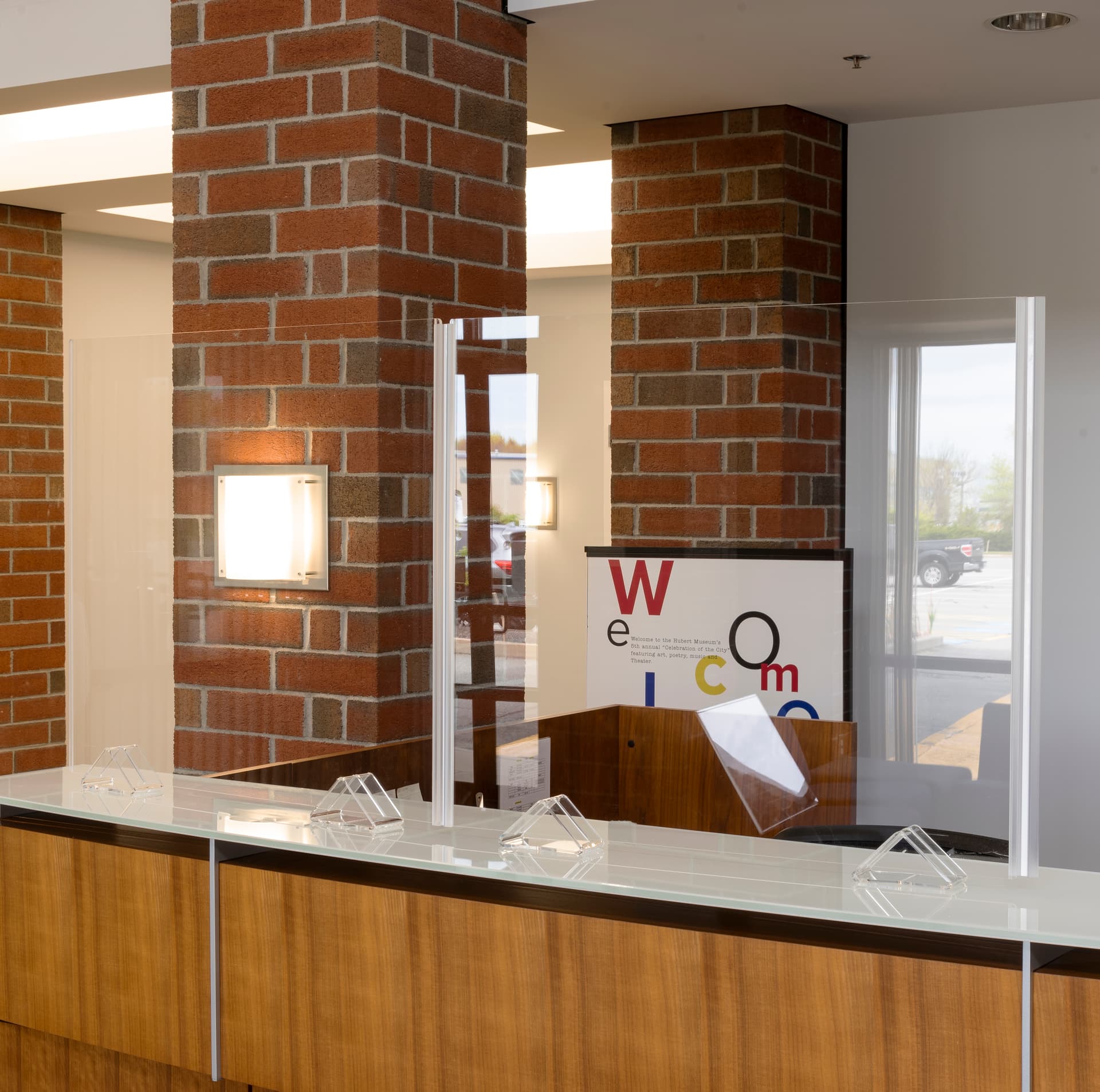 Expandable Acrylic Sneeze Shield Kit | Two 32" x 28" Panels | Displays2Go