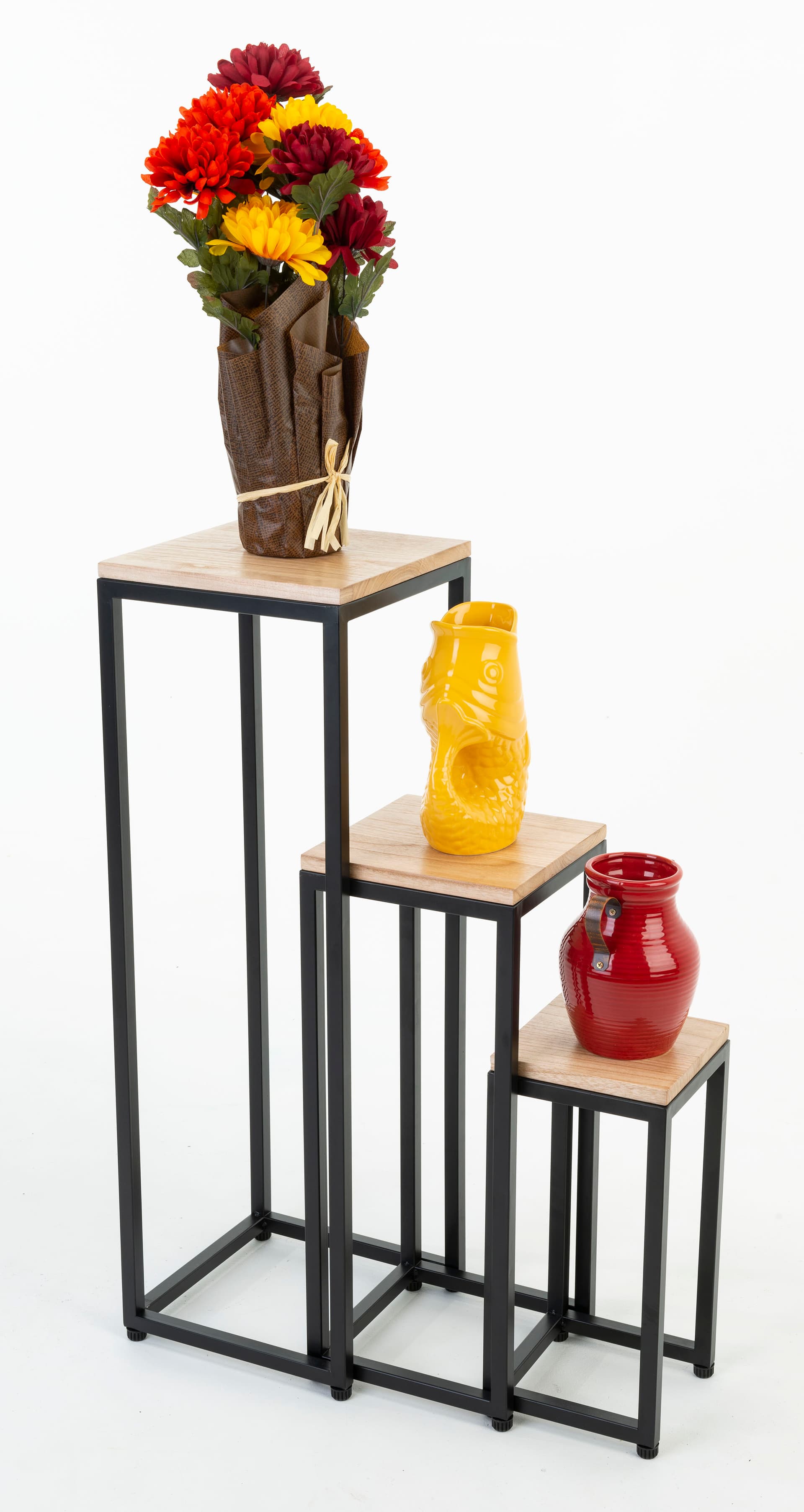 Wooden Display Tables | Set of 3 Natural Finish Nested Tables | Displays2Go