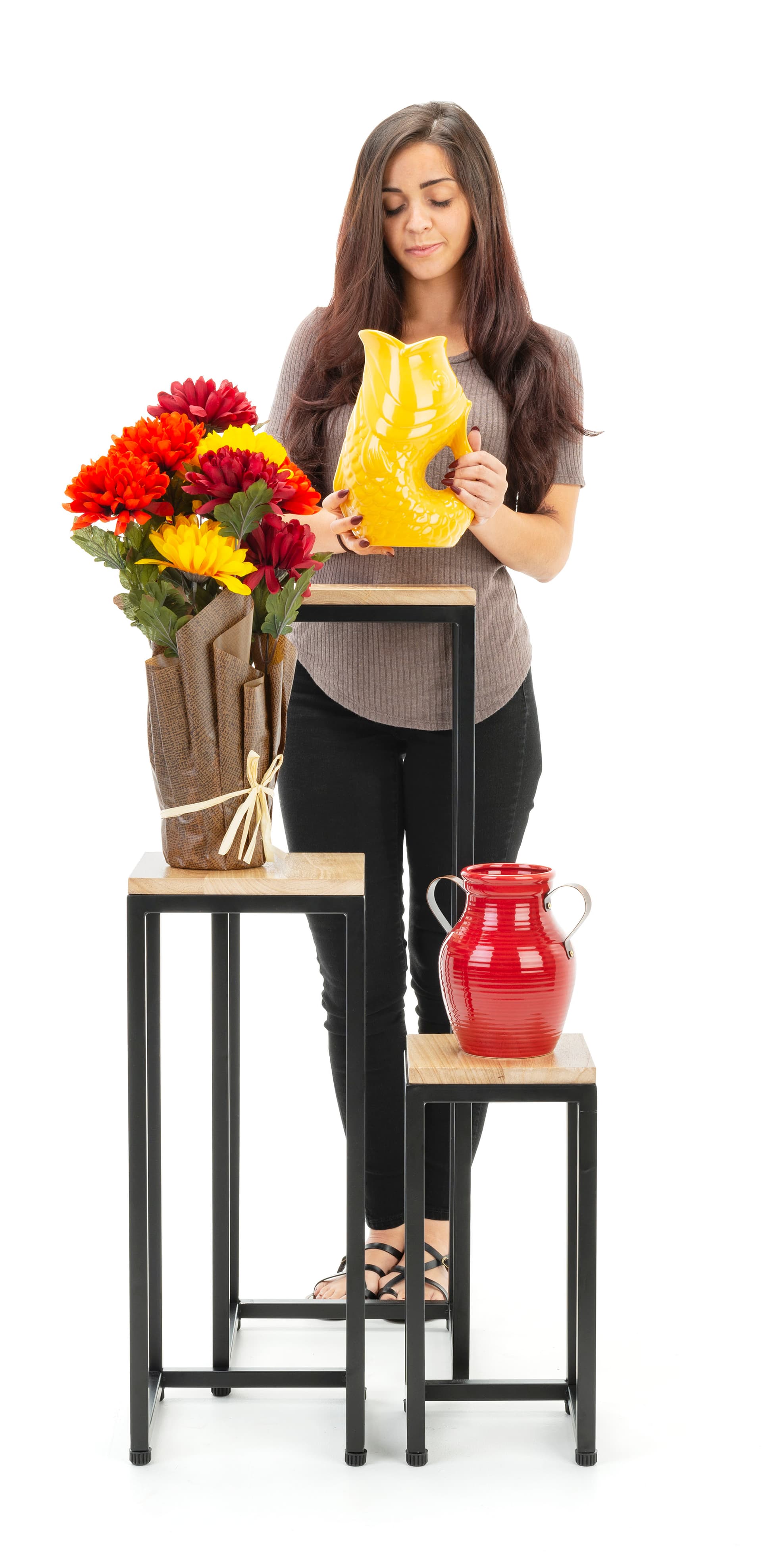 Wooden Display Tables | Set of 3 Natural Finish Nested Tables | Displays2Go