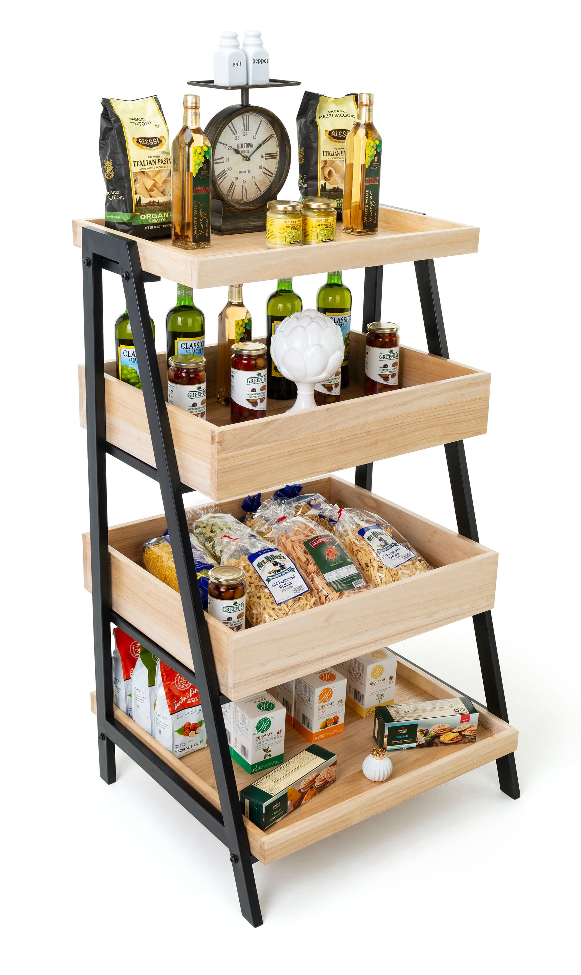 Buy Wooden Tiered Display Shelving | Four Natural Finish Tiers ...