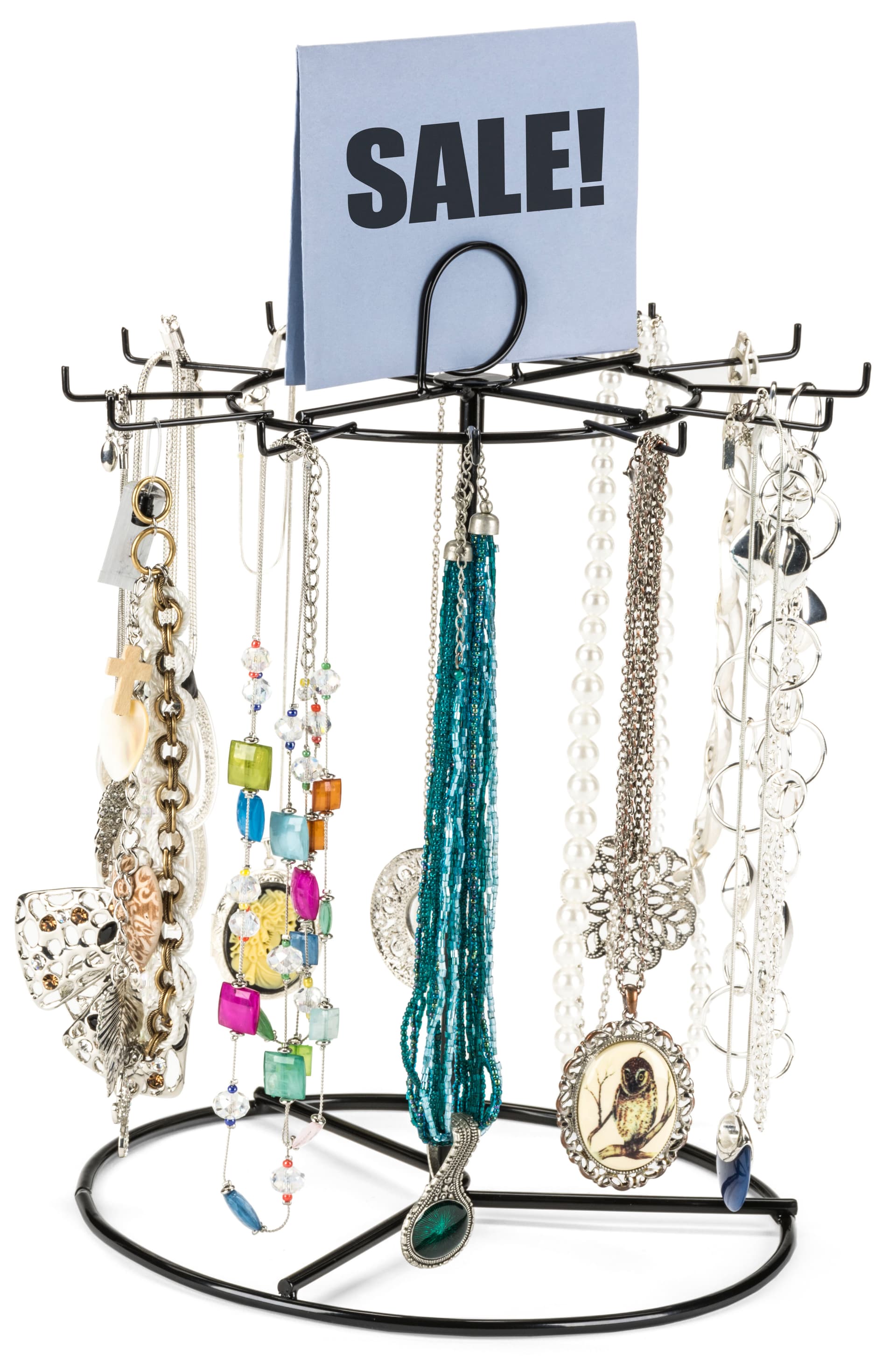 Black Countertop Spinner Display | 12 Peg Hooks for Merchandise ...
