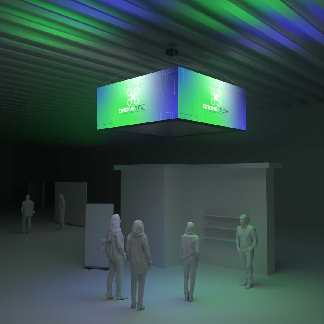 10' Overhead Hanging Light Box Square Sign | 3D Border Design | Displays2Go