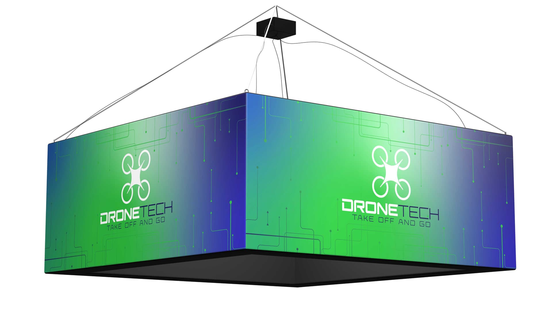 10' Overhead Hanging Light Box Square Sign | 3D Border Design | Displays2Go