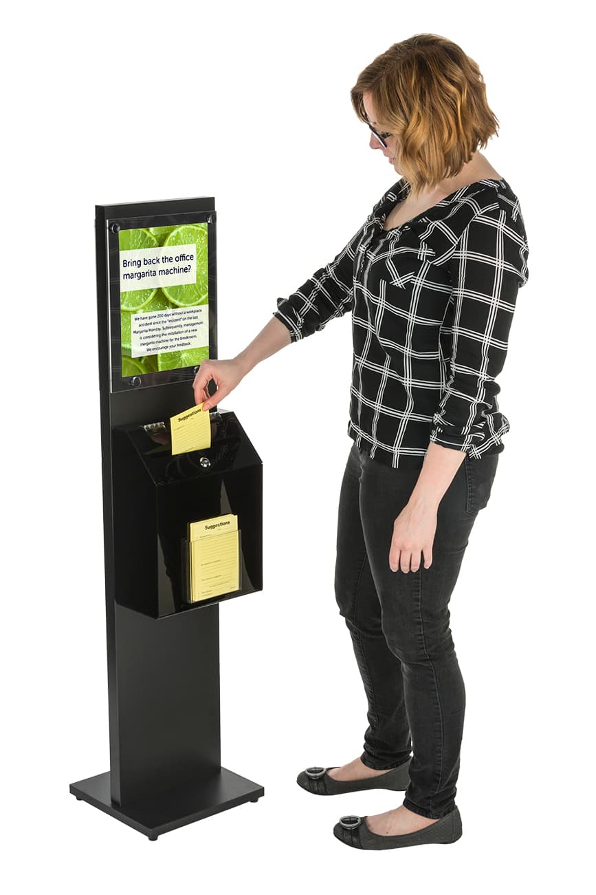 Black Literature Stand with Ballot Box | Double Sided Sign Frame ...