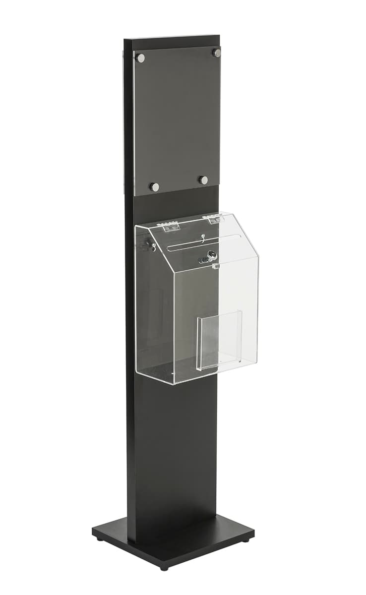 Black Floor Standing Lead Box | 1 Front Pocket | Displays2Go