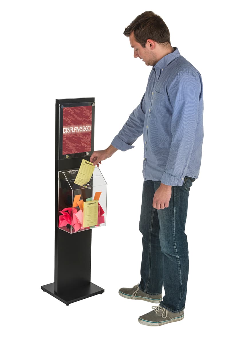 Black Floor Standing Lead Box | 1 Front Pocket | Displays2Go