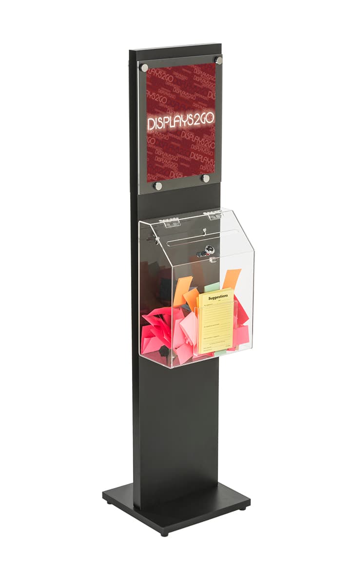 Black Floor Standing Lead Box | 1 Front Pocket | Displays2Go