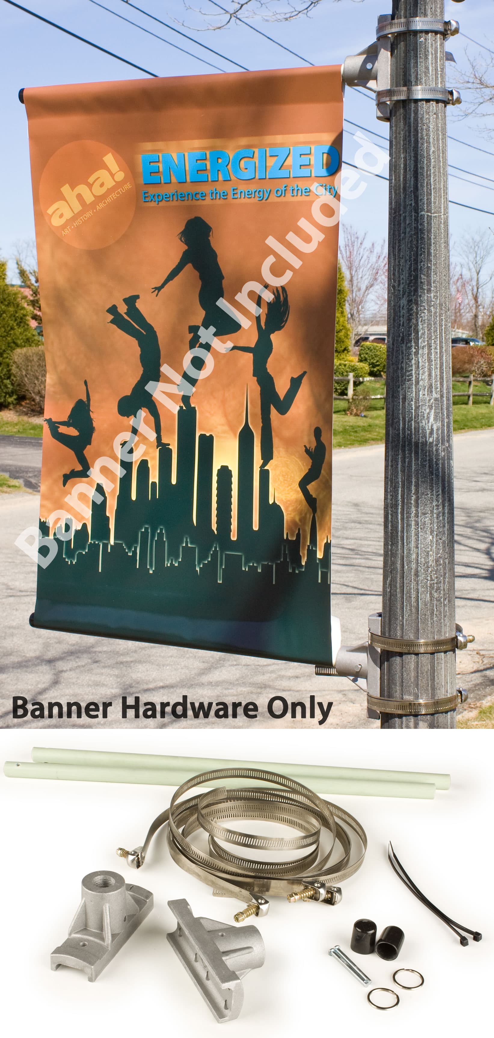 Banner Brackets for (1) Street Flag | Holds 18 Inch Width Flags ...