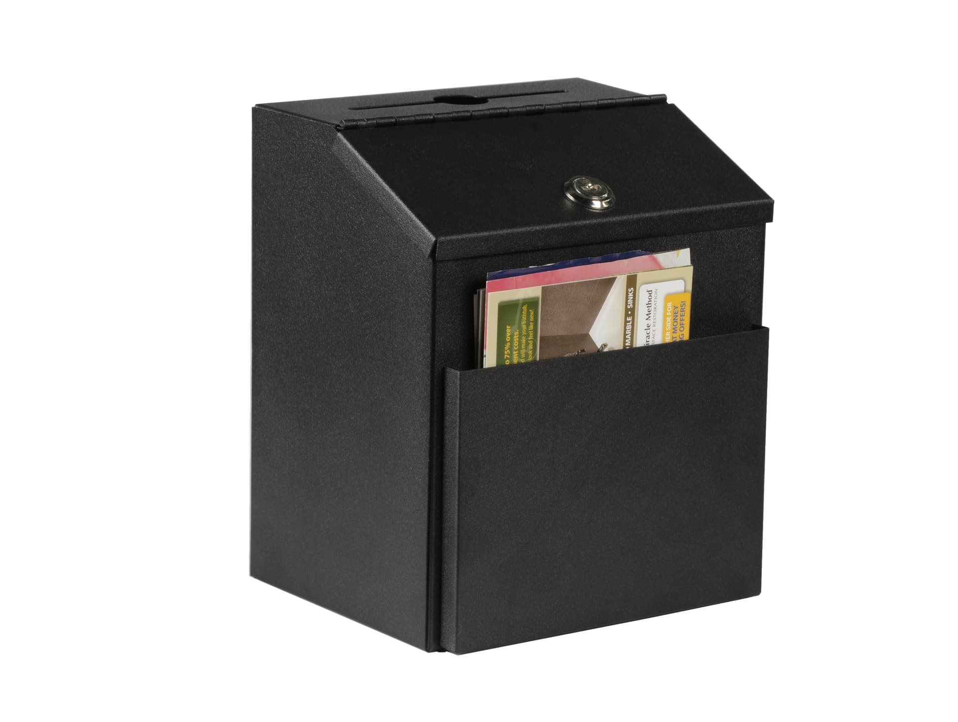 Metal Donation Box | Front Slip Holder & Top Lock | Displays2Go