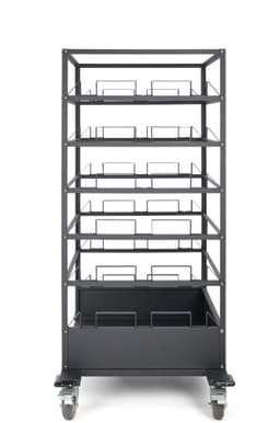 Mobile Stanchion Cart | Vertical Storage and Locking Casters | Displays2Go