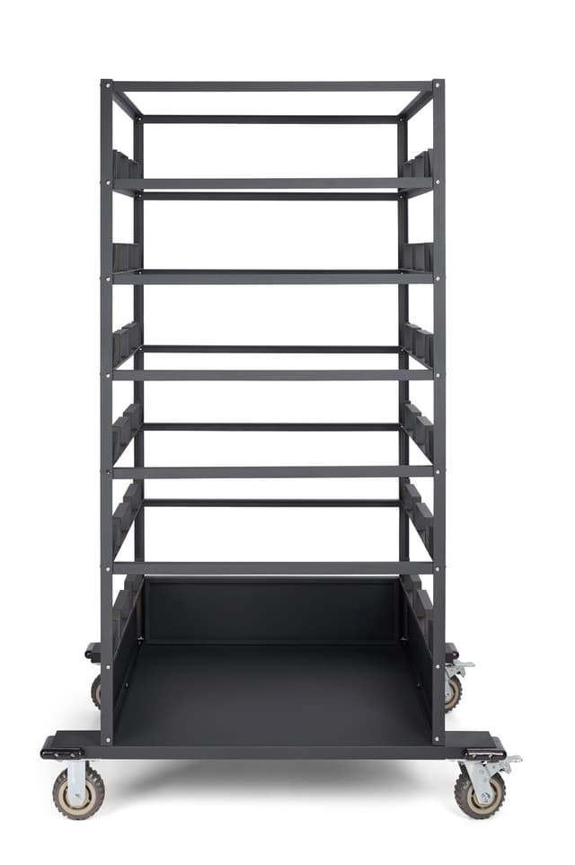 Mobile Stanchion Cart | Vertical Storage and Locking Casters | Displays2Go