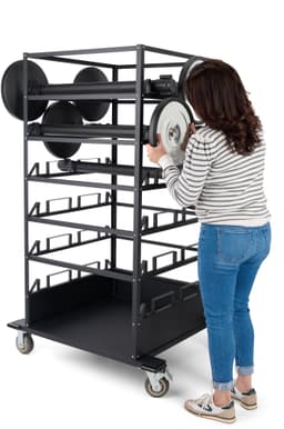 Mobile Stanchion Cart | Vertical Storage and Locking Casters | Displays2Go