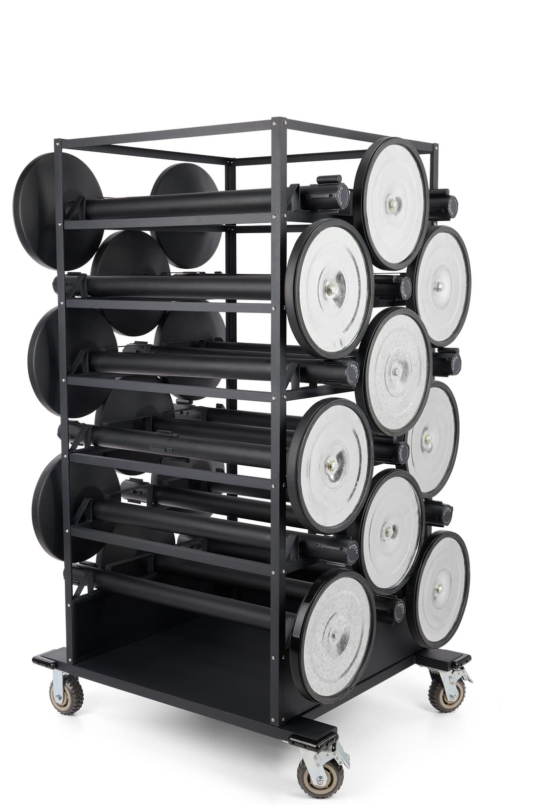 Mobile Stanchion Cart | Vertical Storage and Locking Casters | Displays2Go
