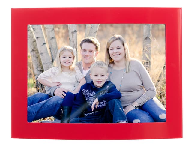 Red 5x7 Red Fancy Steel Frame | Colorful Photo Holder | Displays2Go