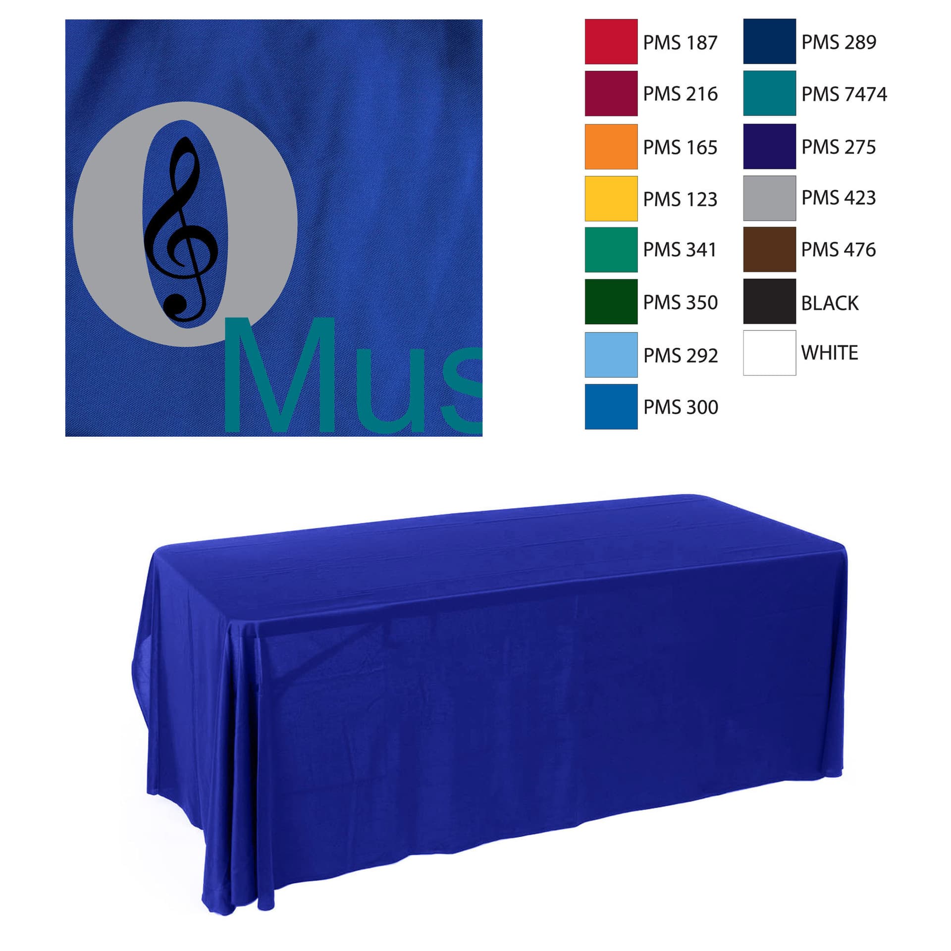 Royal Blue Imprinted Table Throw | For 6' Tables & Booths | Displays2Go