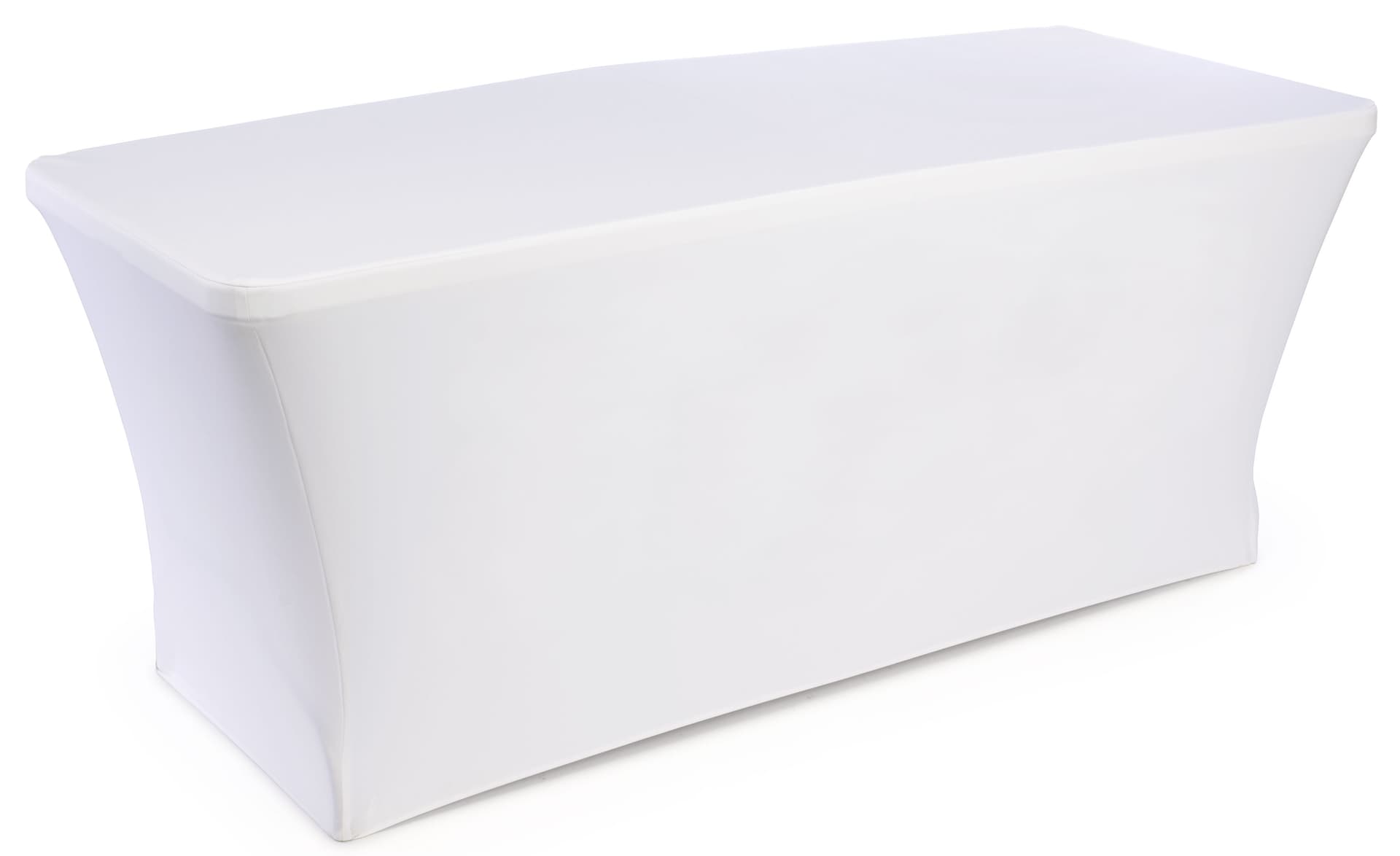 Fitted Table Throw | White Stretch Cover for 6-Foot Tables | Displays2Go