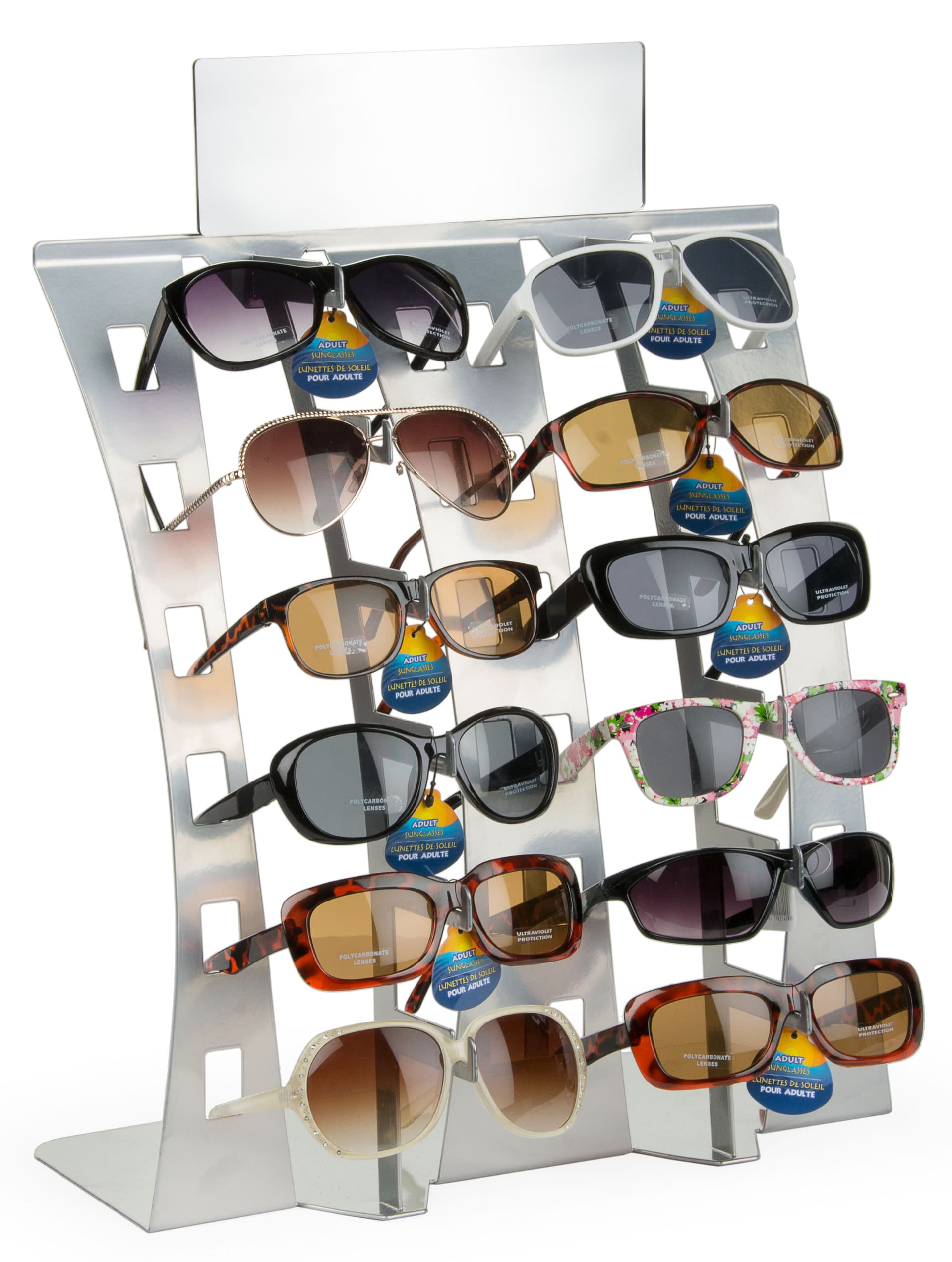 Sunglass Display Rack | Silver Countertop Holder for (12) Pairs ...