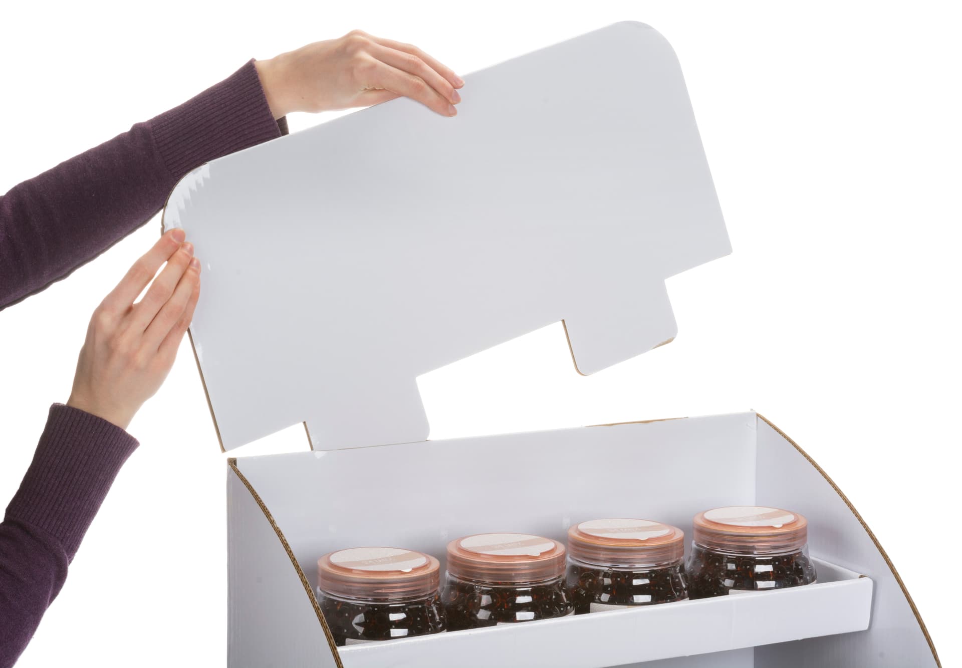 Tabletop Cardboard Display | Shiny White with Removable Header ...