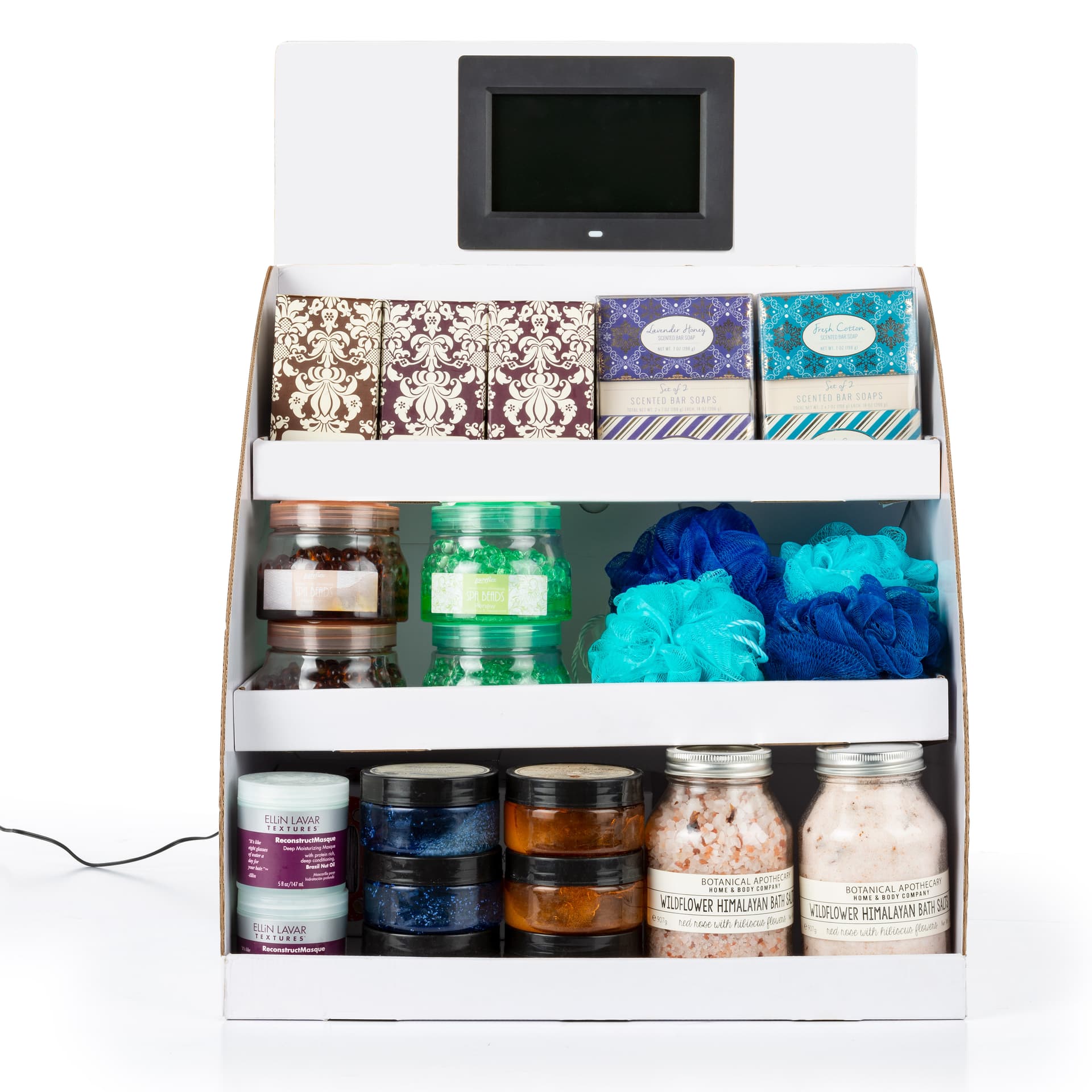 Digital Cardboard Tiered Counter Display Stand | 7” Screen | Displays2Go