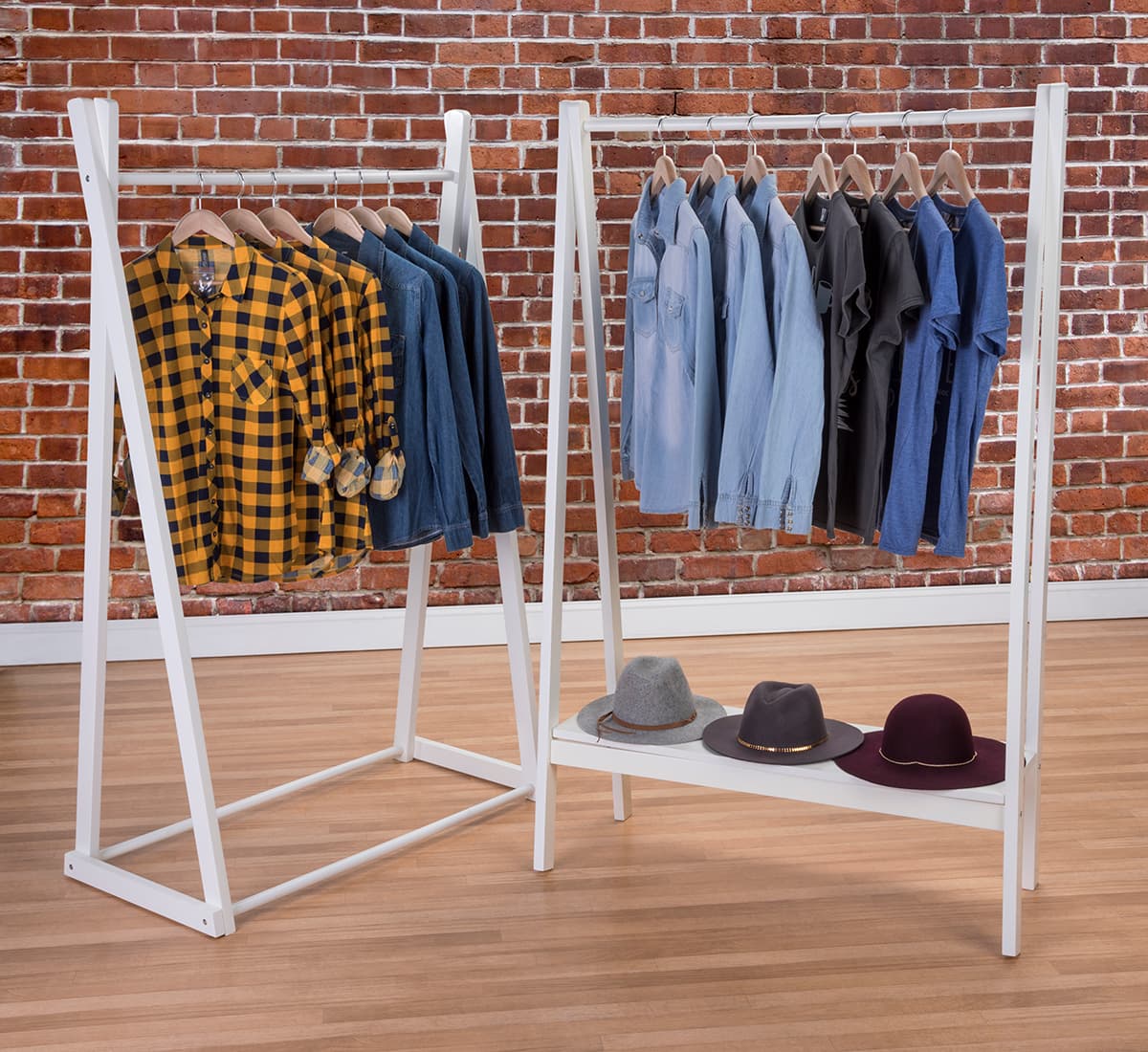 Wood Teepee Clothing Rail with Base Shelf | Hanging Garment Rod ...