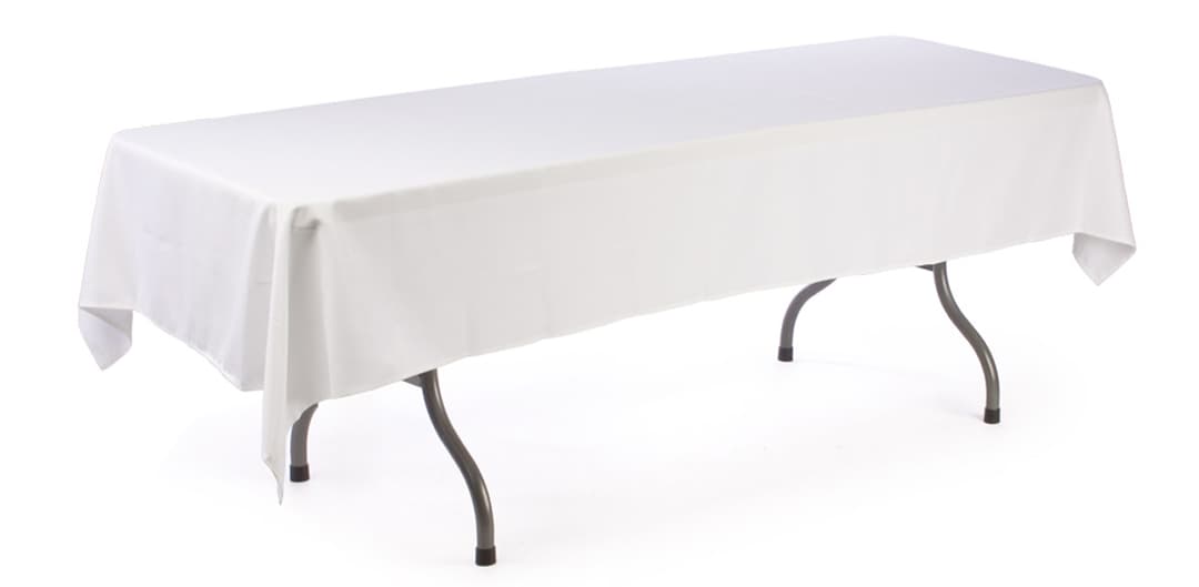 White Table Drape | Table Skirt White 54 x 96 For Events | Displays2Go