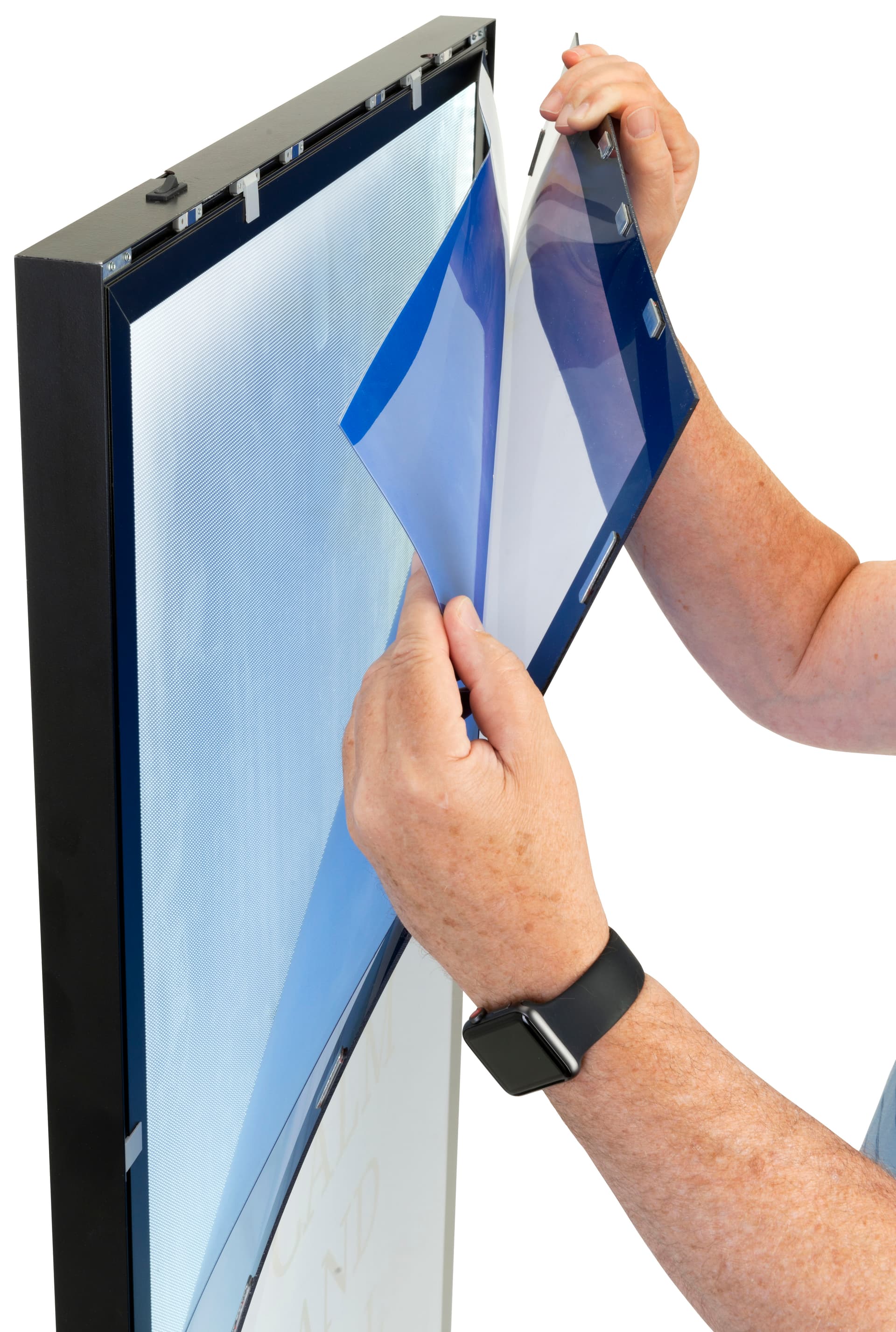 Illuminated Floor Poster Stand | Double-Sided Custom Graphic | Displays2Go
