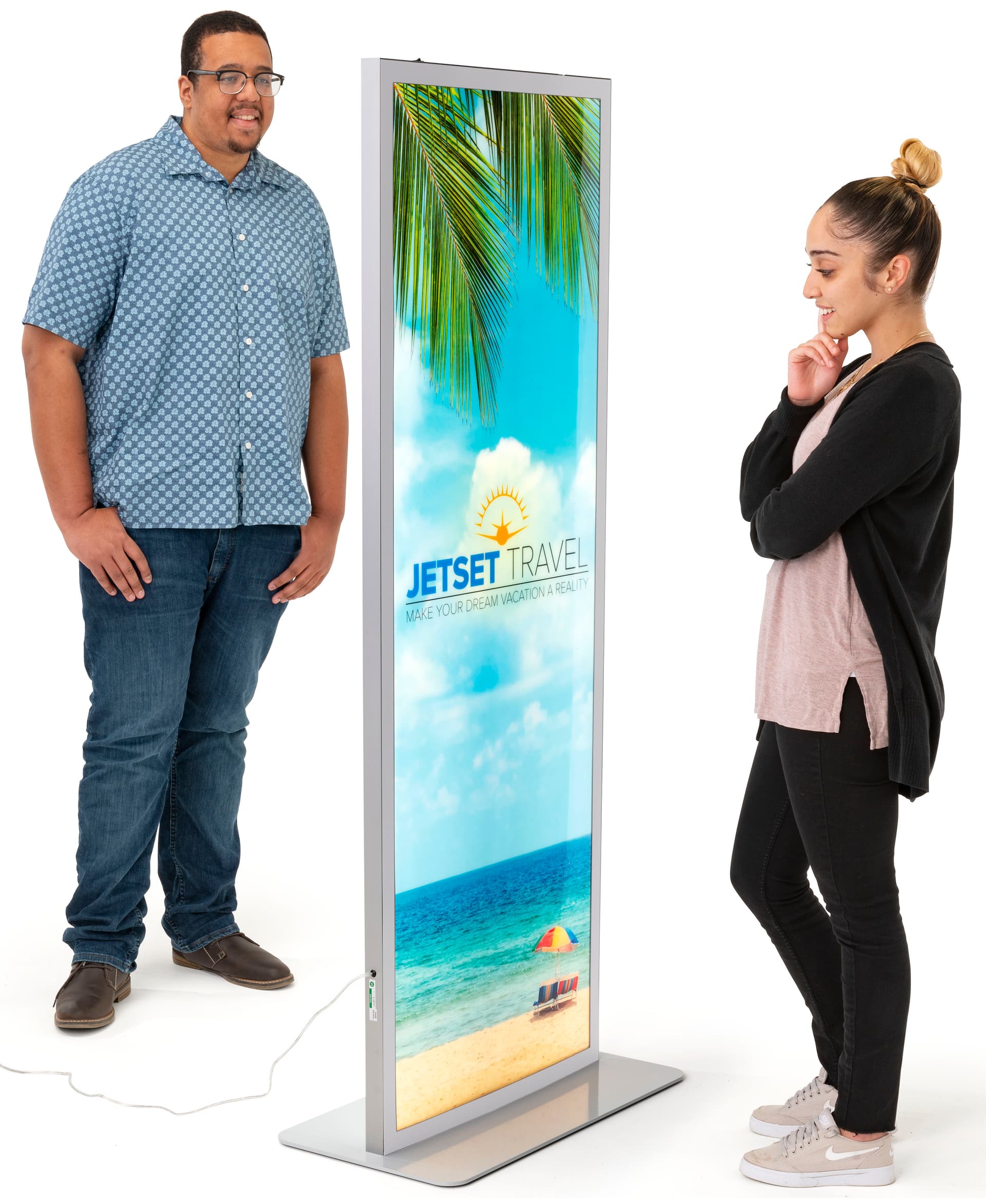 LED Floor Sign Totem Stand | Light Up Personalized Posters | Displays2Go