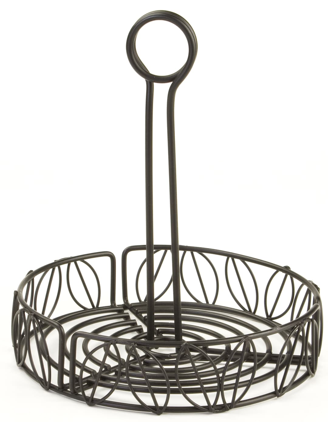 Condiment Caddy for Tables | Black Steel - 8" Diameter | Displays2Go