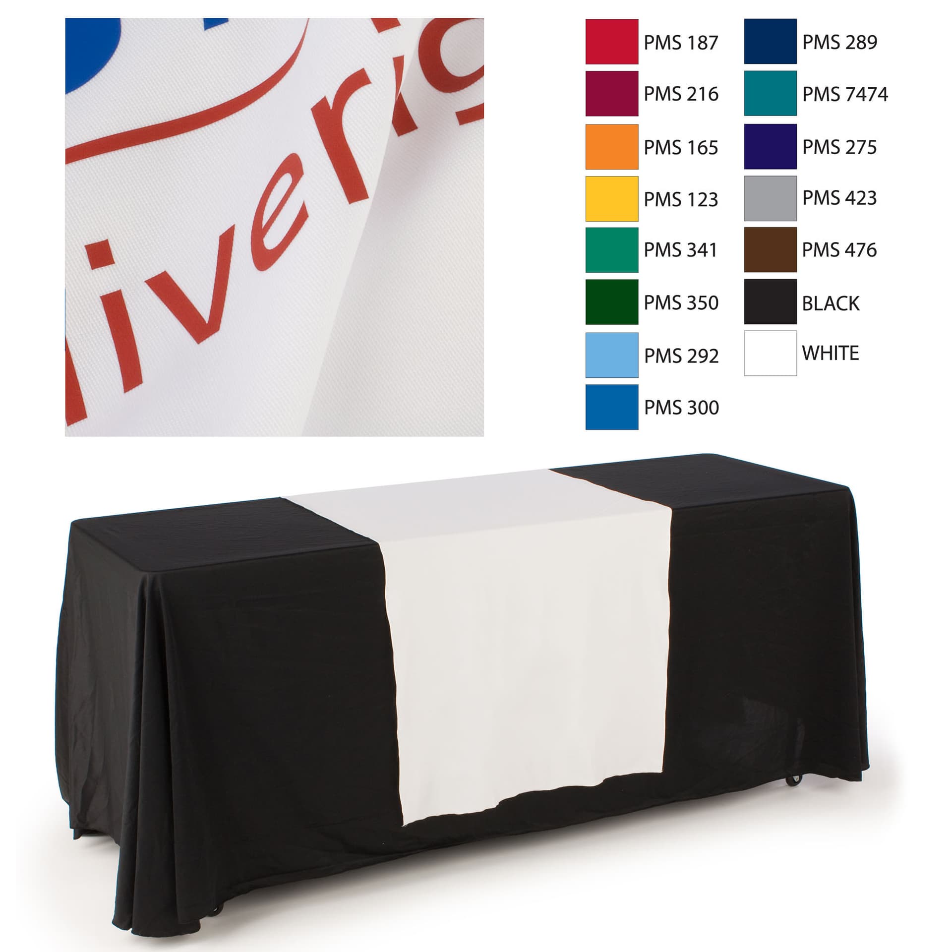 Customized Logo Drapes | Runner w/ 2 Color Imprint | Displays2Go