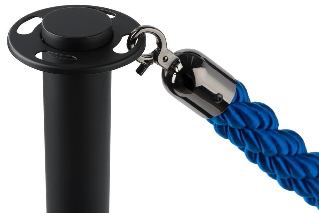 Blue Queue Rope with Post | Black End Hooks | Displays2Go