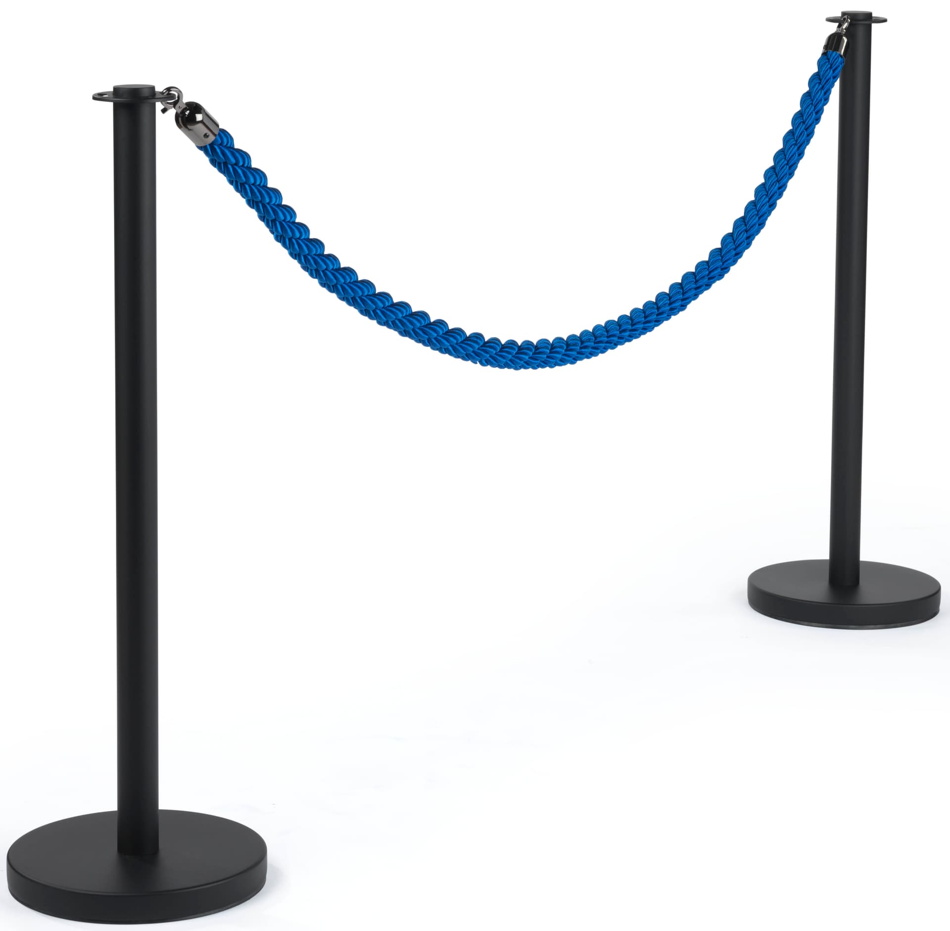 Blue Queue Rope with Post | Black End Hooks | Displays2Go