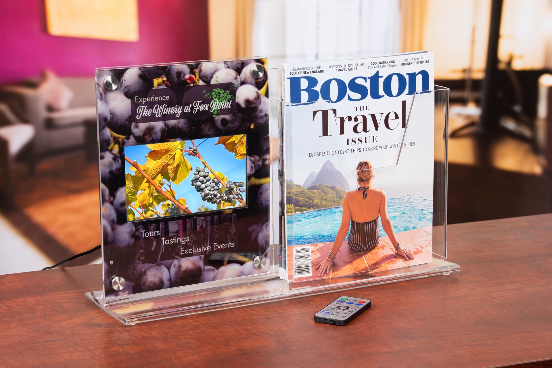 Countertop Digital Sign Display with Magazine Holder | 7in Screen ...
