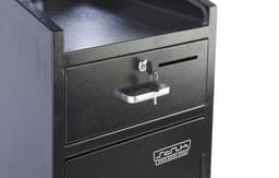 Black Valet Station | Locking Drawer & Wheels - 100 Key Hooks | Displays2Go