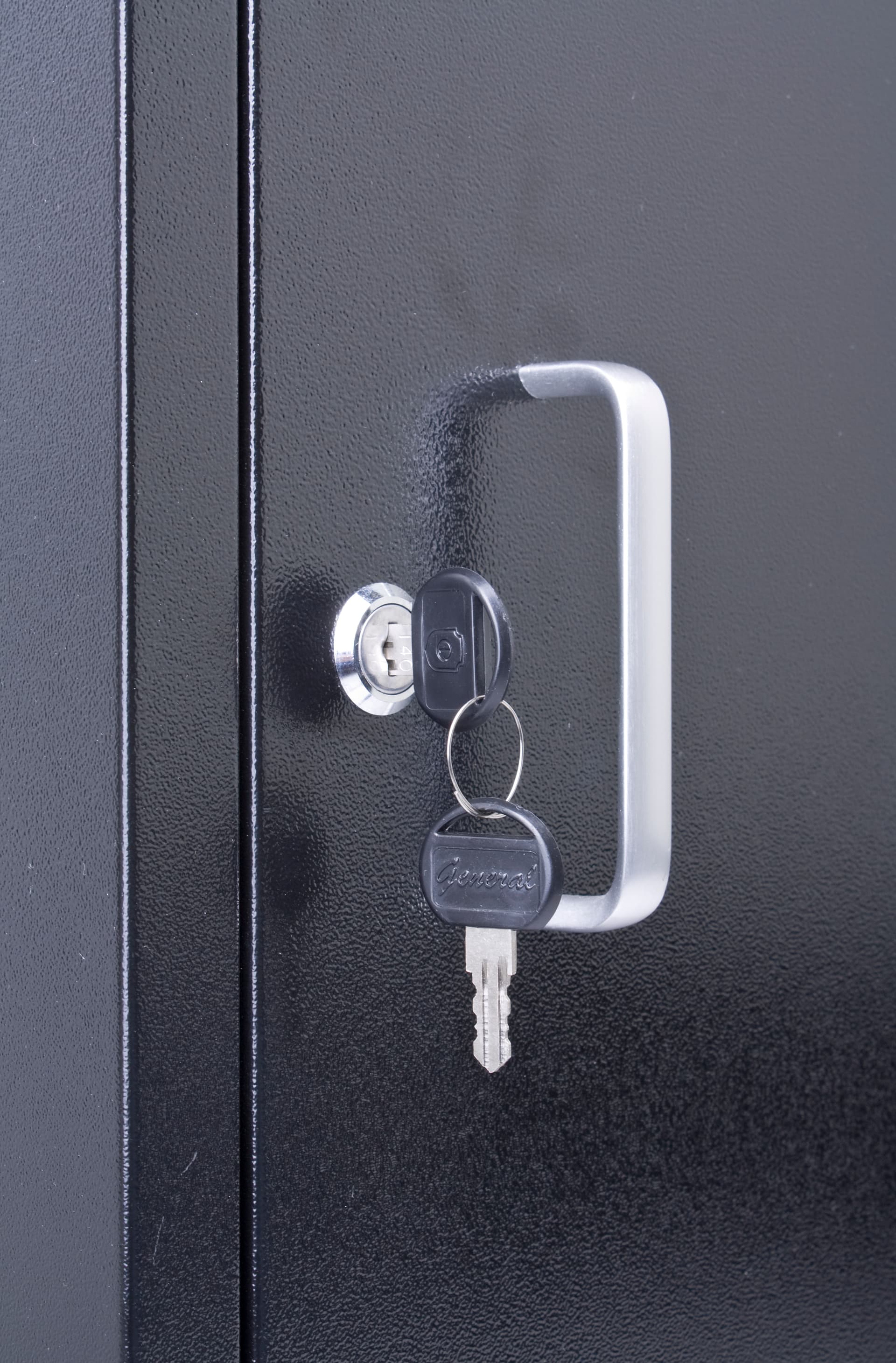 Black Valet Station | Locking Drawer & Wheels - 100 Key Hooks | Displays2Go