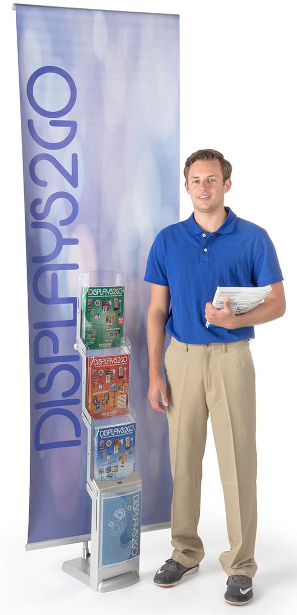 Custom Banner Stand Literature Rack | 8.5” x 11” Sign Holder | Displays2Go